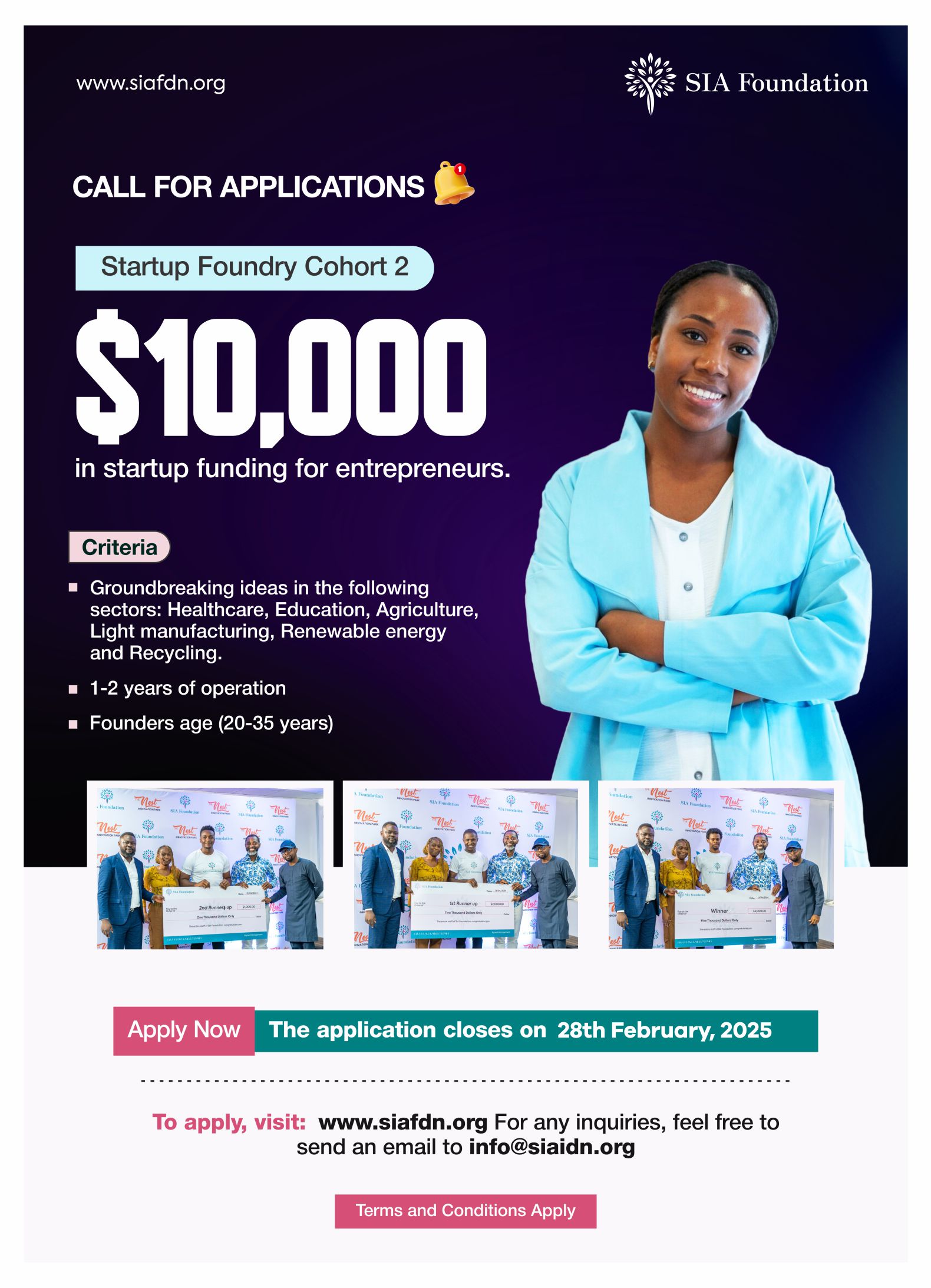 Call for Applications: Startup Foundry Cohort 2 – Apply Now for $10,000 in Grants! – SIA Foundation